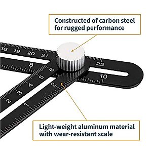 POWERTEC 80003 Universal Angle Template Tool - Easy to Use Metal Multi Angle Ruler - Ultra Precise - Easy One Hand Utility