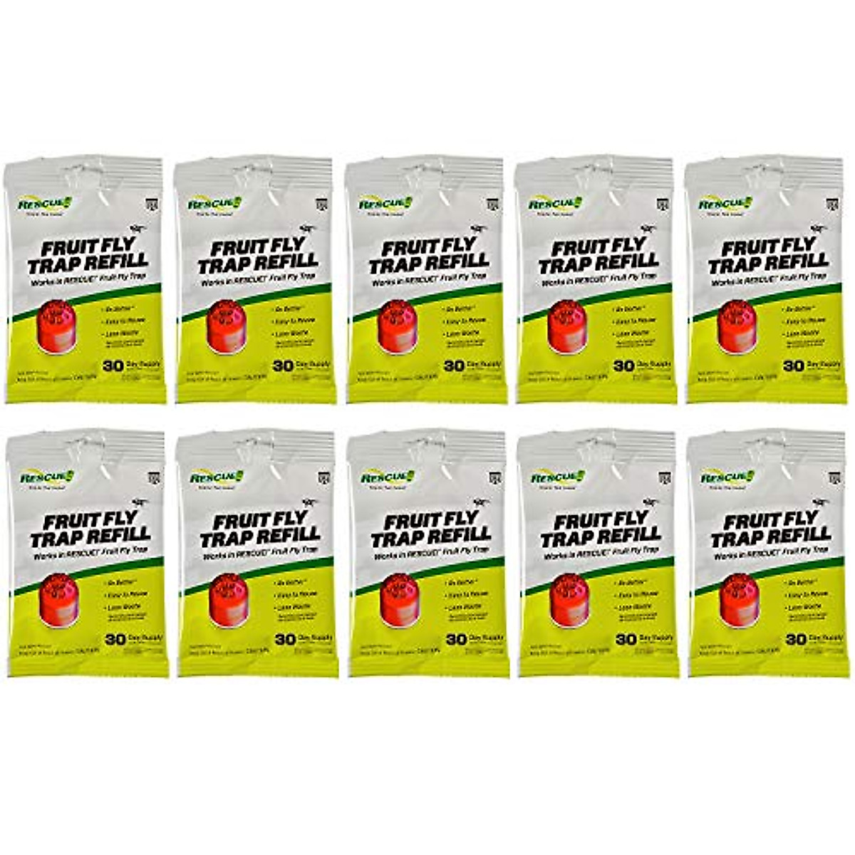 RESCUE! Fruit Fly Trap Bait Refill – 30 Day Supply – 10 Pack