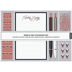U Brands Desktop Acrylic Tray Stationery Set, Office Supplies Set, 57-Pieces (2259A04-16)