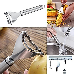 Stainless Steel Corn Peeler, ​Magic Corn Cob Stripper Tool - Corn Peeler for Corn On The Cob, Removes Kernels From Corn Cobs In Seconds, Kitchen Gadget (Set of 2)