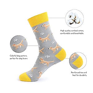 Knapfold Men's Golden Retriever Socks Funny, Dog Lovers Gifts, Novelty Casual Crew Socks