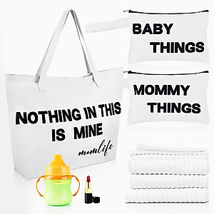 Sadnyy 3 Pcs Mommy Bag Christmas Gift for Mom Mommy Bags for Hospital Labor and Delivery New Mom Gifts for Hospital Beach(White)