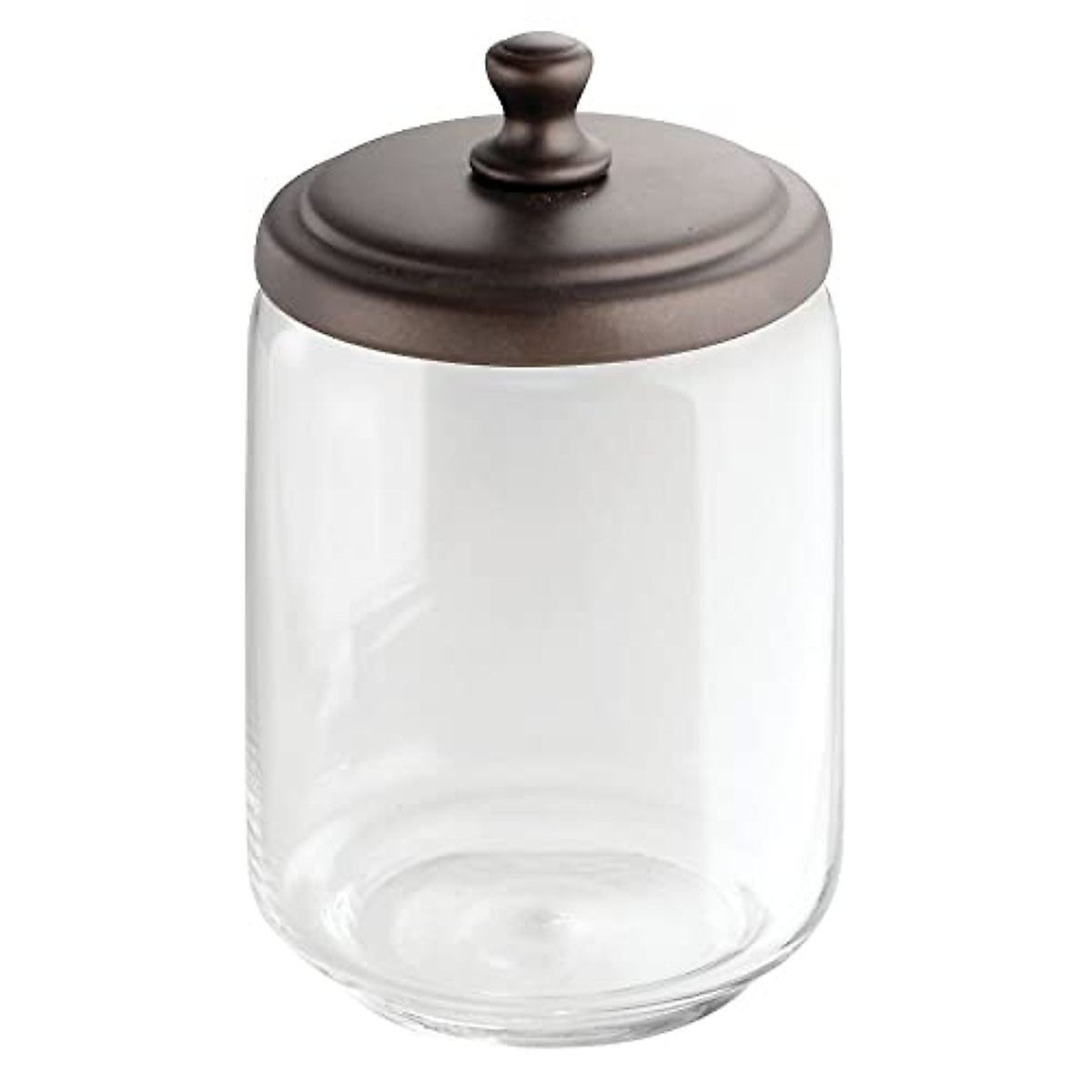 mDesign Small Modern Apothecary Storage Organizer Canister Jars - Glass Containers for Bathroom, Organization Holder for Vanity, Counter, Makeup Table, Hyde Collection, 3 Pack, Clear/Bronze