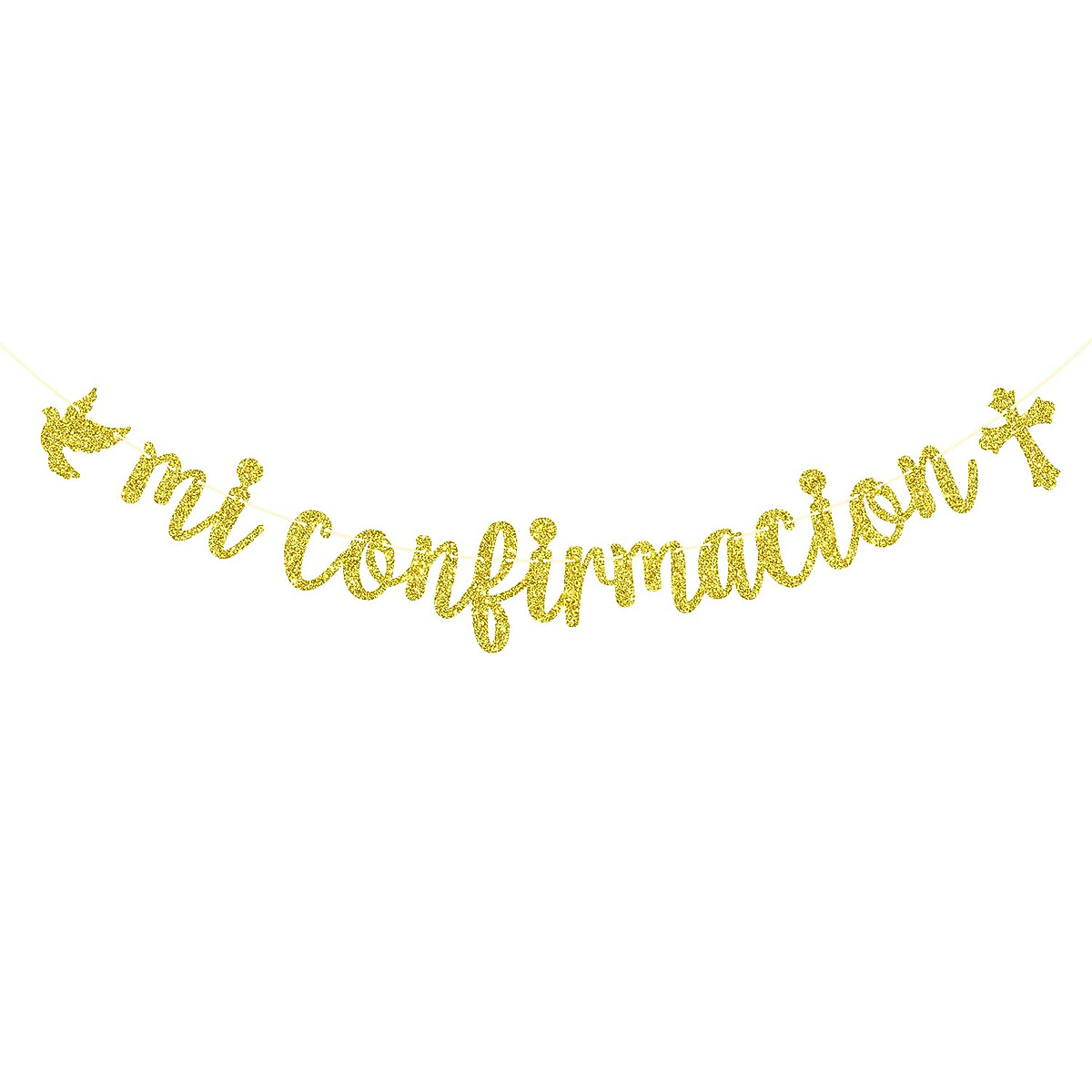 Gold Glitter Mi Confirmación Banner - Holy Confirmation Decorations - Wedding, Bridal Shower, God Bless, Baptism Party Decorations