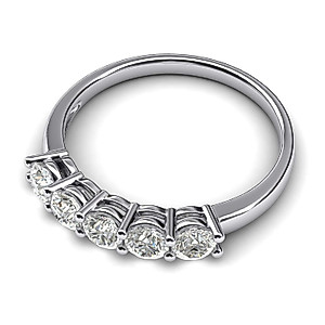 10k White Gold Eternal Five Stones Anniversary Ring Simulated Brilliant Diamonds Eternity ring 1.25ctw for Women (8)