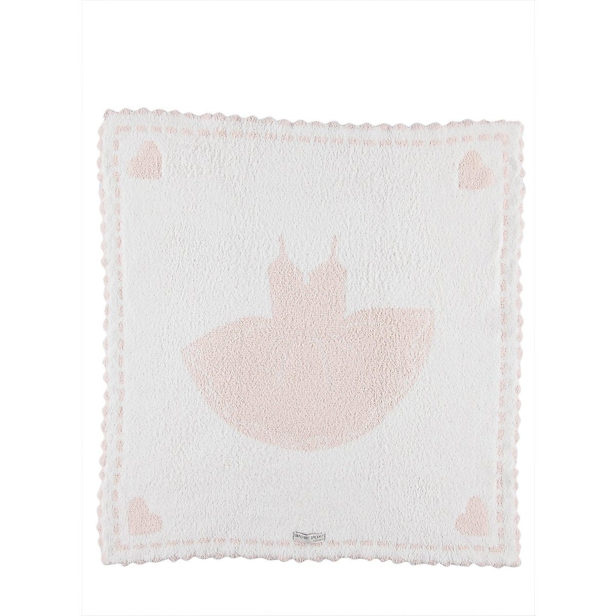 Barefoot Dreams CozyChic Scalloped Receiving Blanket - Pink & Tutu,30" x 32"