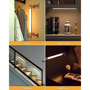 DUSKTEC Motion Sensor Light Indoor Under Cabinet Lighting Wireless 3 Color Dimmable Rechargeable Detachable Battery Operated Magnetic Closet Lights for Kitchen Counter Wardrobe Stairway