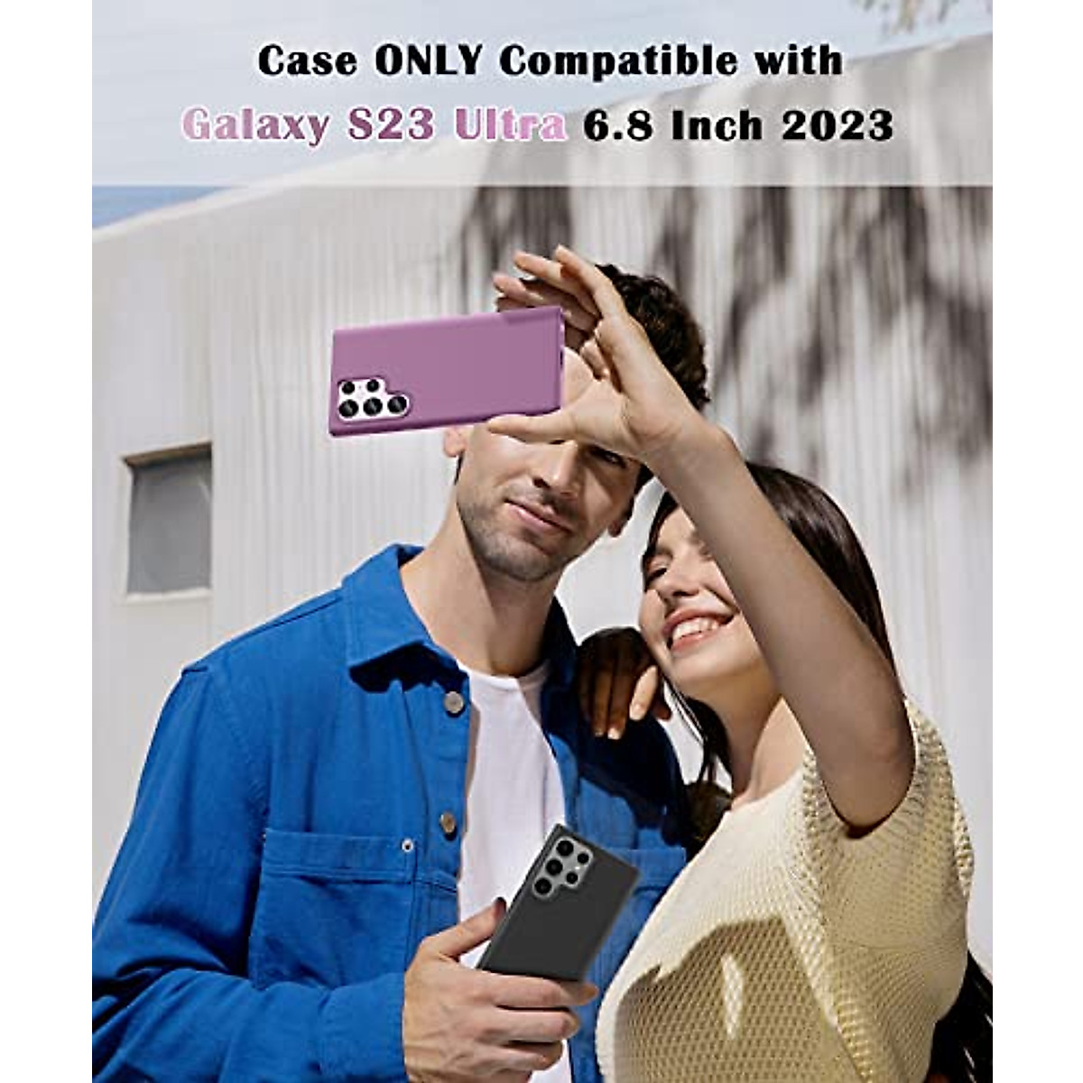 BANLEA for Samsung Galaxy S23 Ultra Case with Camera Lens Protector, Liquid Silicone Protective Shockproof Hard Phone Case, [Anti-Scratch] Soft Microfiber Lining for 5G 6.8 Inch 2023 - Purple