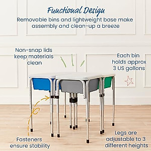 ECR4Kids 4-Station Sand and Water Adjustable Play Table, Sensory Bins, Contemporary