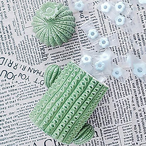 Ceramic Relief Cactus Shape Candy Dish Snack Food Storage Jar with Lid