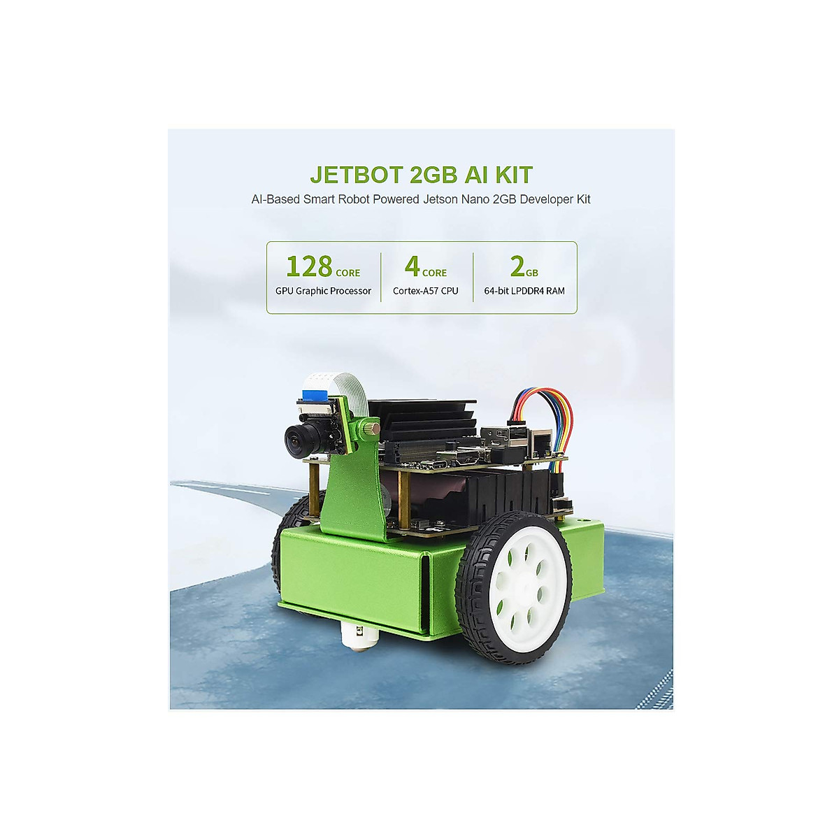 Waveshare JetBot 2GB AI Kit Accessories Package for Jetson Nano 2GB Developer Kit (not Included) Smart Robot