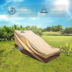 PatioGem Chaise Lounge Cover Outdoor Waterproof, Fade Resistant Lounge Chair Covers Waterproof Outdoor, Lounge Chair Cover, Durable&Thickened Chaise Lounge Cover of 600D Fabric, 80”Lx34”Wx32”H