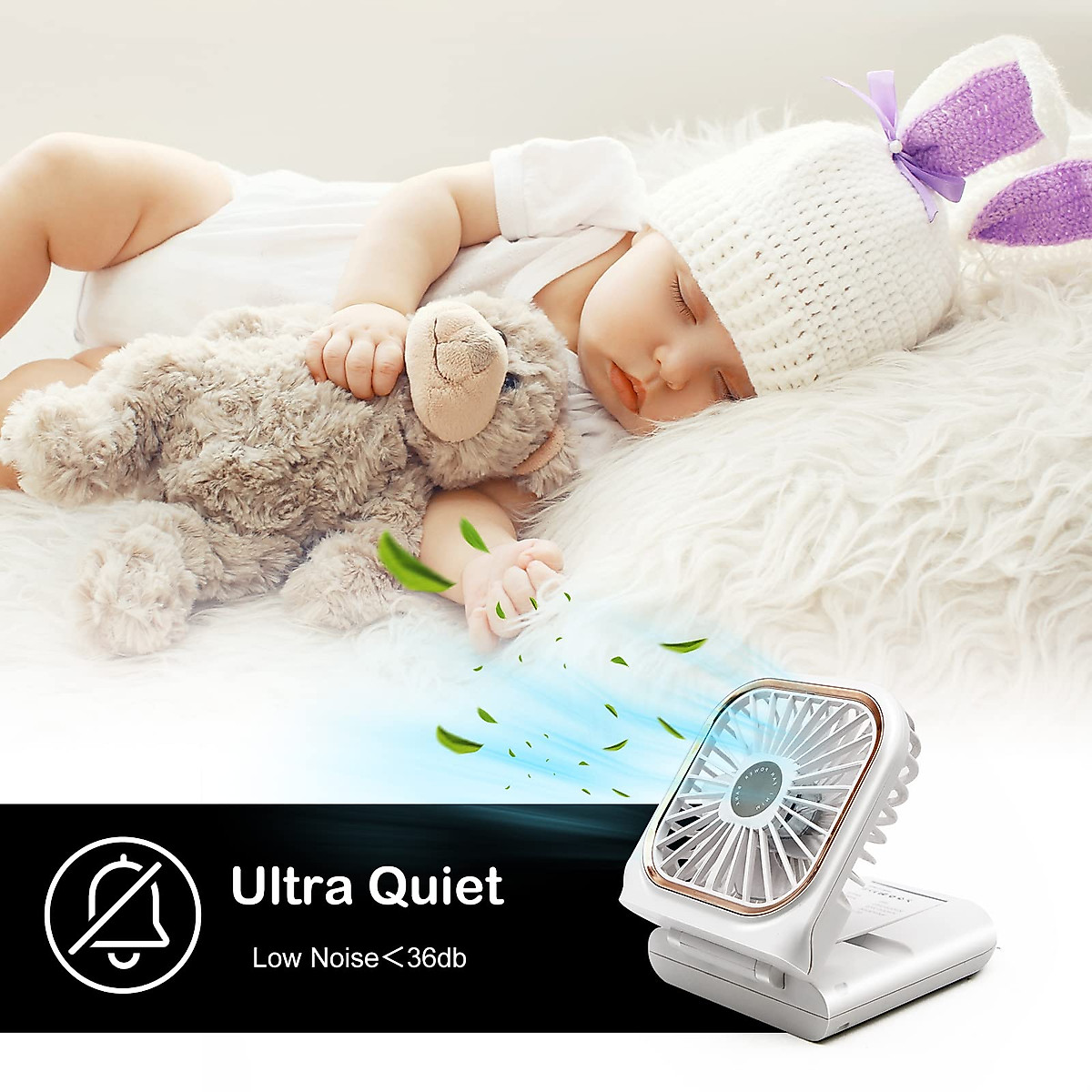 MQ 5 in 1 Mini Portable Fan, Foldable Personal Fan with Lanyard Rechargeable 3 Speed Adjustable, as 3000mAh Power Bank, Handheld Fan, Neck Fan, Desk Fan, Phone Holder, Indoor Outdoor Small Fan, White