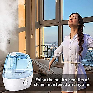 HemingWeigh Ultrasonic Humidifier with 28 Decibels, Safety Protection, Adjustable Mist, Easy to Clean Material, Tank with 2.2 Liter Capacity