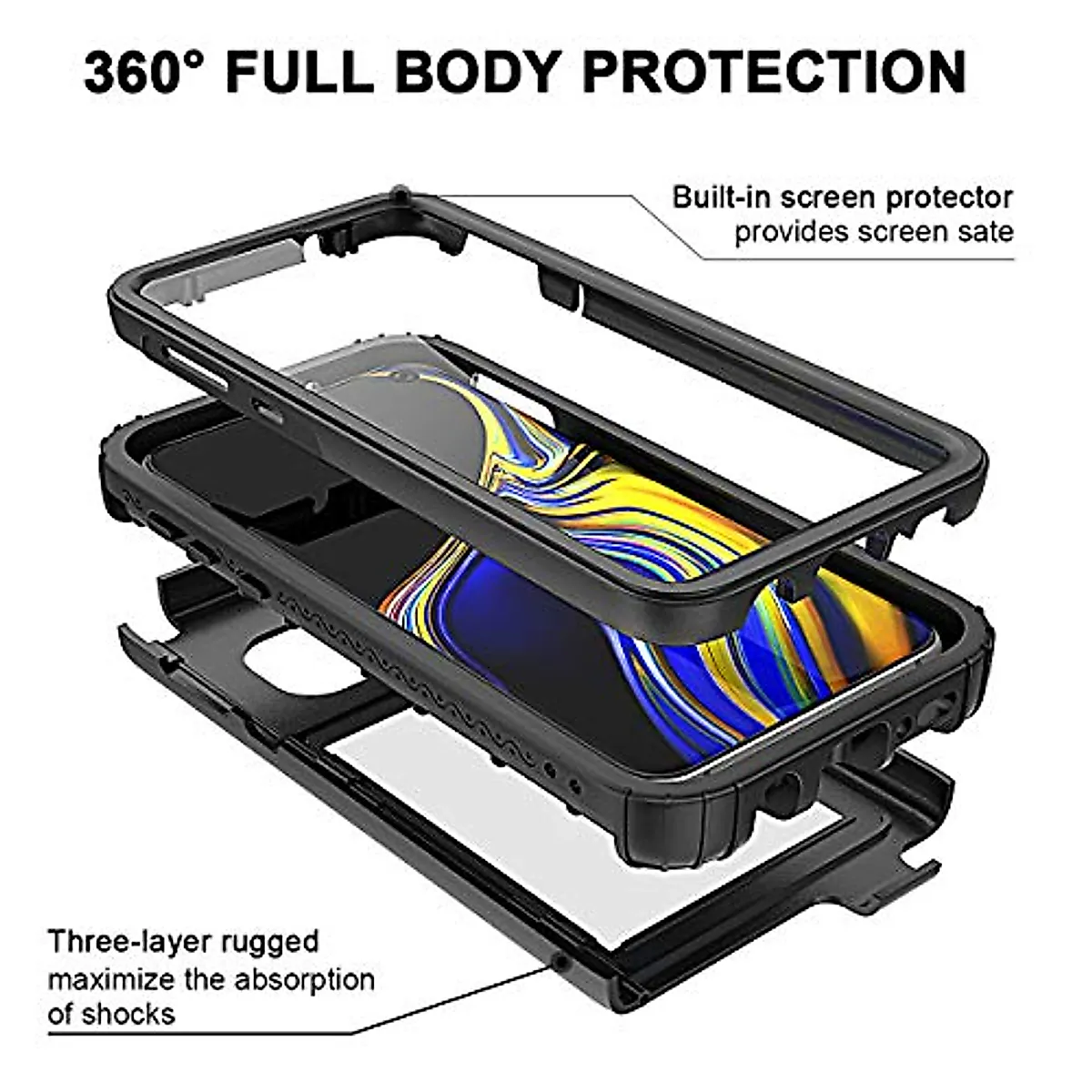 WeLoveCase Galaxy S10e Wallet Case Built in Screen Protector S10e Defender Wallet Card Holder Cover with Hidden Mirror 3 Layer Shockproof Heavy Duty Protection Case for Samsung Galaxy S10e Black