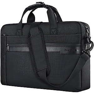 Laptop Bag 15.6 Inch, Briefcase for Men, Laptop Carrying Case, Adjustable Shoulder Messenger Computer Bag, Business College Laptop Case, Water Resistance Laptop Bag Fits HP, Dell, Lenovo, ASUS, Black