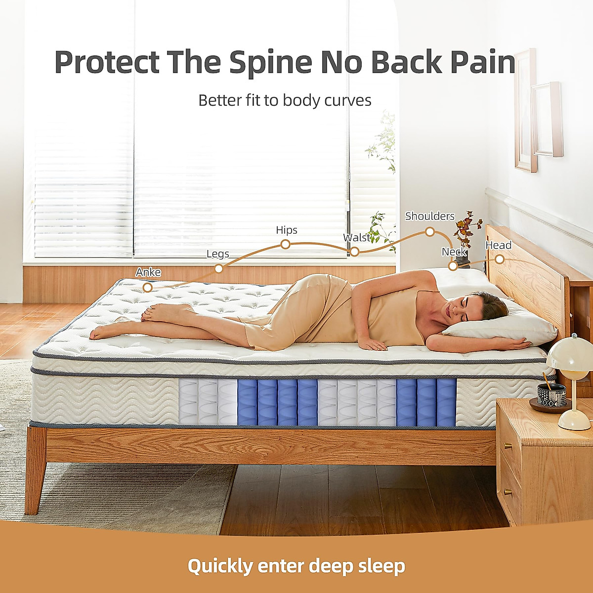 Selene Bedding Full Size Mattress, 10 Inch Mattress Full with Pocket Spring and Memory Foam for Pressure Relief, Motion Isolation, Edge Support, Medium Firm Mattress in a Box, CertiPUR-US, White