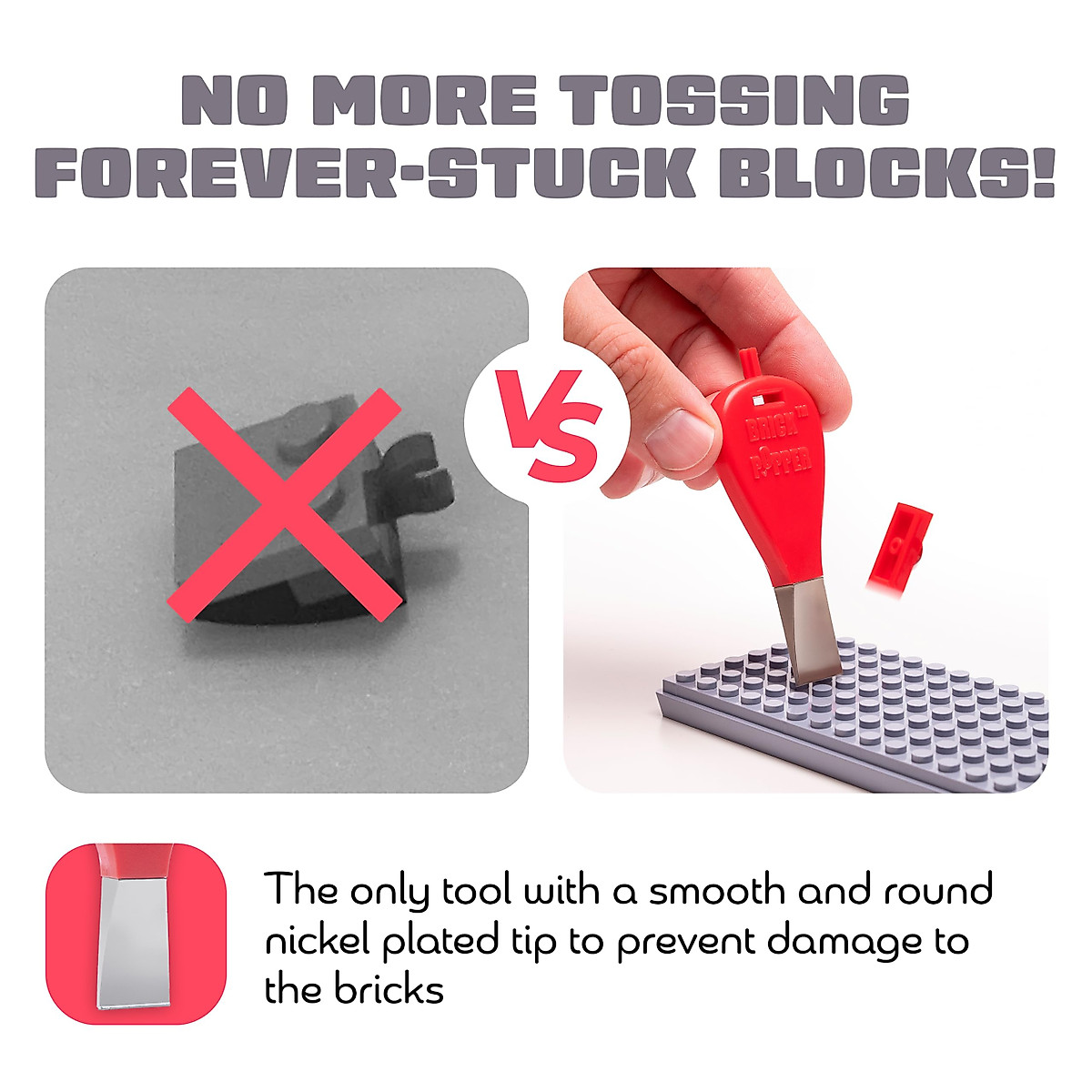 Brick Popper - World's Fastest Brick Separator Tool - Efficient Brick Remover for Kids and Adults - Perfect for Ages 6 and Up - Essential Brick Tool (Red)