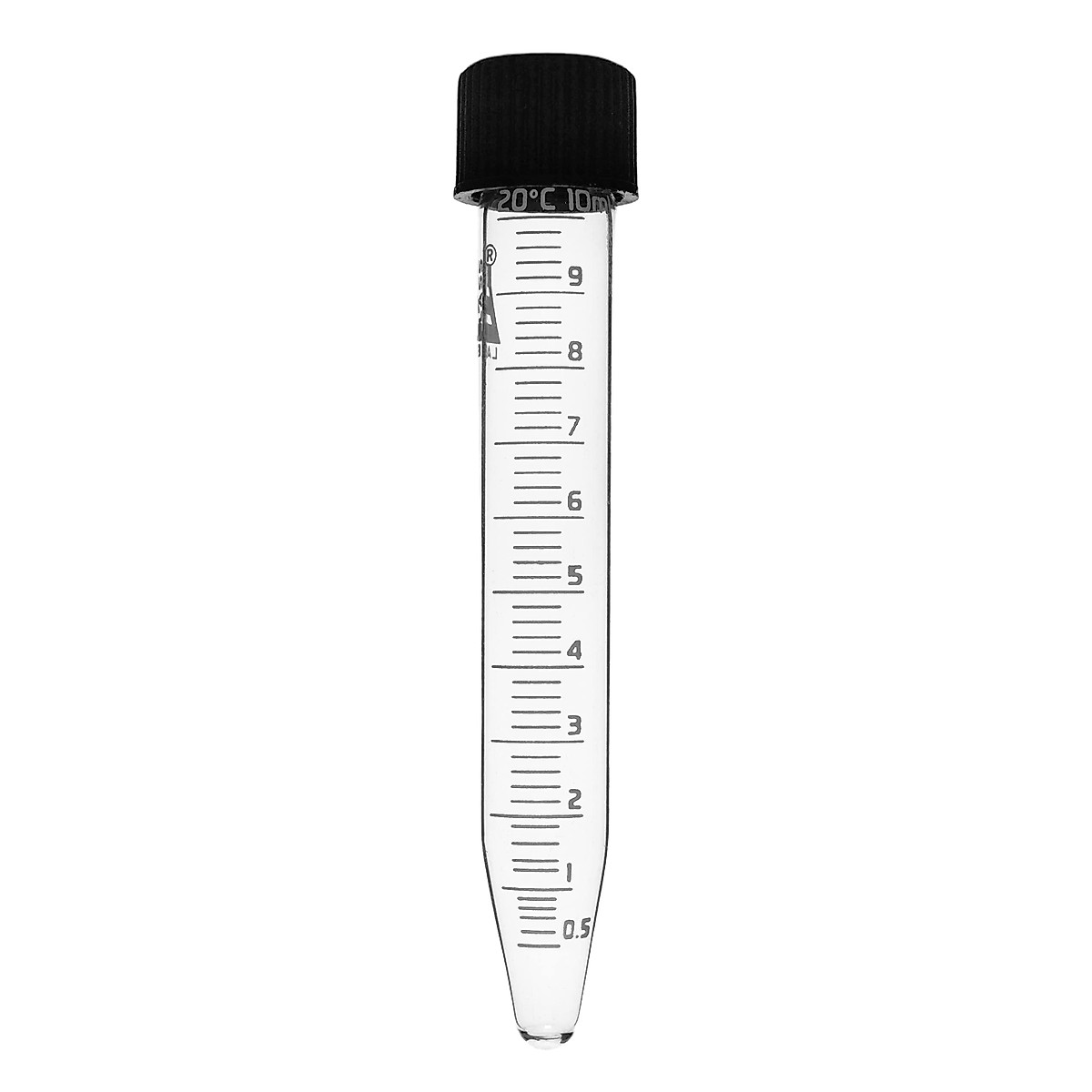 EISCO Centrifuge Tube with Screw Cap, 10mL - Conical, 15x100mm - 0.2mL Graduations - Borosilicate Glass