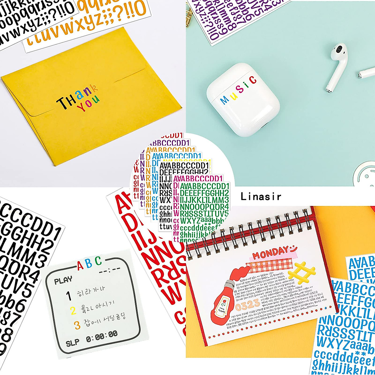 8 Sheets Letter Stickers, 1008 Alphabet Stickers,1 inch Vinyl Self-Adhesive Sticker Letters, Black Alphabets ABC Stickers, for DIY Mailbox House Numbers, Scrapbooking Embellishments & Decorations