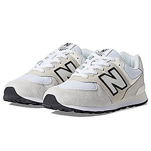 New Balance Boy's Kids 574 V1 70s Racing Lace-up Sneaker, Nimbus Cloud/Sea Salt/Black, 4 Big