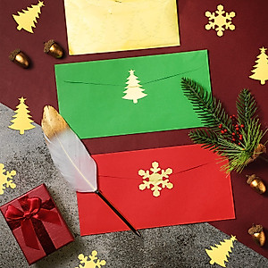 360 Pcs Christmas Envelope Seal Stickers Gold Snowflake Stickers Christmas Tree Seals Holiday Stickers Xmas Envelope Decals for Mail Wedding Invitation Greeting Card Party Gift Bag