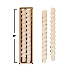 Christmas Store 10 H Cream Unscented Twisted Taper Candles in Box, Set of 2