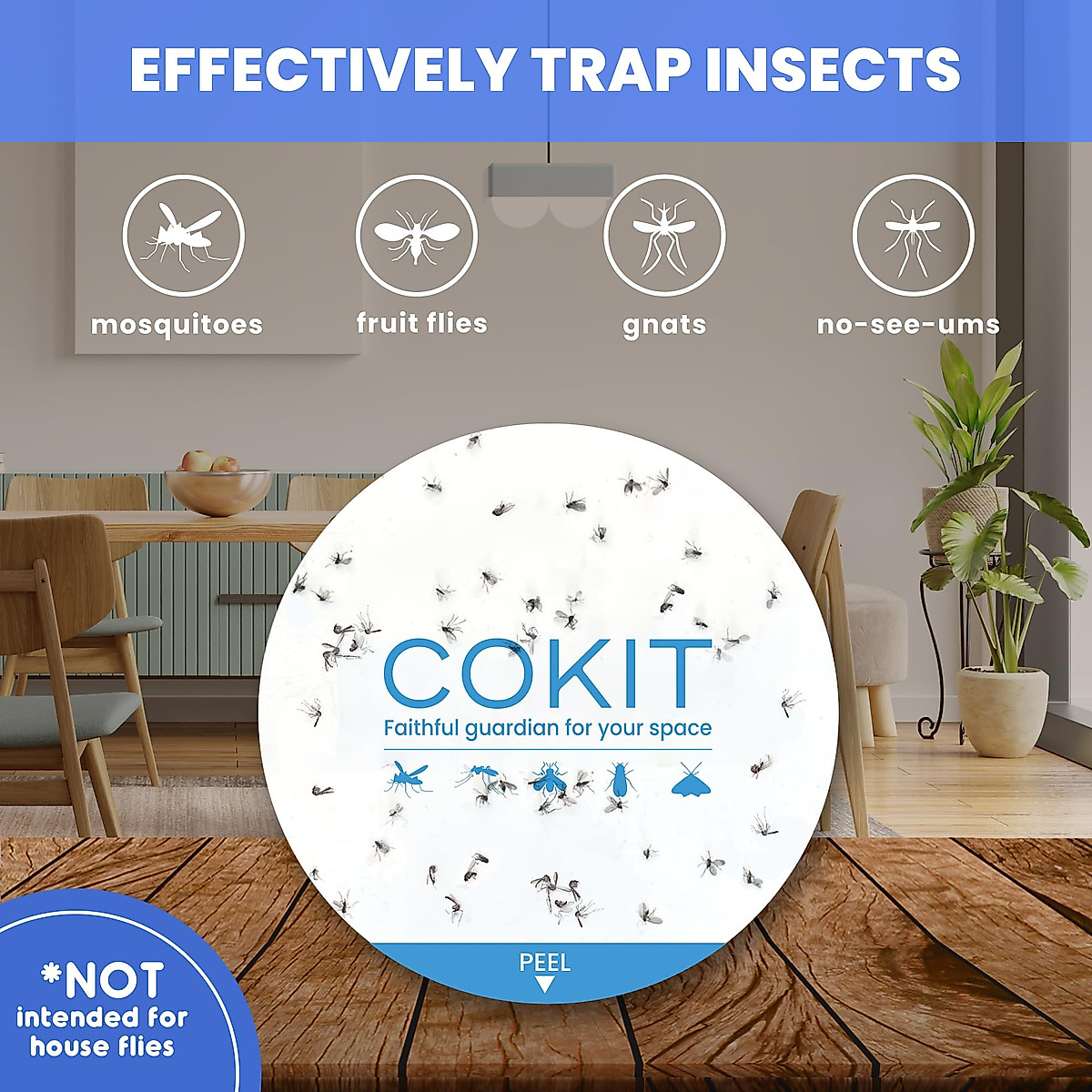COKIT 12-Pack Glue Pads for Flying Insect Traps, Sticky Glue Boards Refill for Gnats, Mosquitoes, and Fruit Fly Catchers, Indoor Replacement Cards (4.0 Inches)