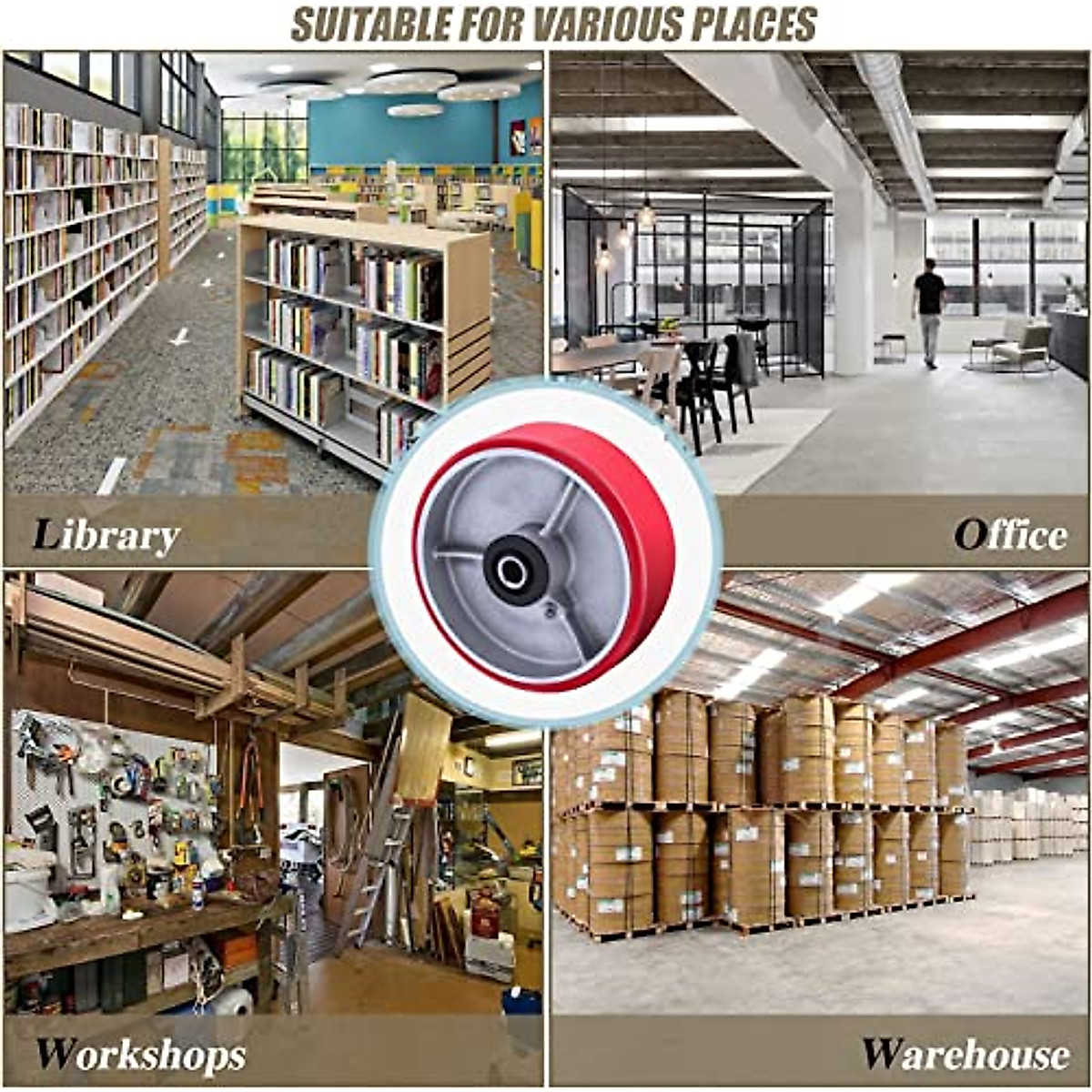 5"X 2" Heavy Duty Casters Wheels - Industrial Caster Wheels Polyurethane Caster Wheel with Strong Load-Bearing Capacity 4000 LB, Heavy Duty casters Wheel -Set of 4, Widely Used in Tool Box,Trail Jack