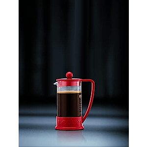 Bodum Brazil French Press Coffee Maker with Borosilicate Glass Carafe, 34 Ounce, Warm Red