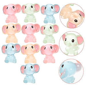 Bookshelf Decor 10Pcs Crafts Miniature Miniature Elephant Figurines Small Gardens Figurines Model Resin Elephant Figurines Luminous Accessories Elephant Modeling Statues