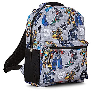 Transformers Optimus Prime Allover Backpack - Optimus, Prime, Megatron and Bumblebee - Transformers School Bookbag (Grey)