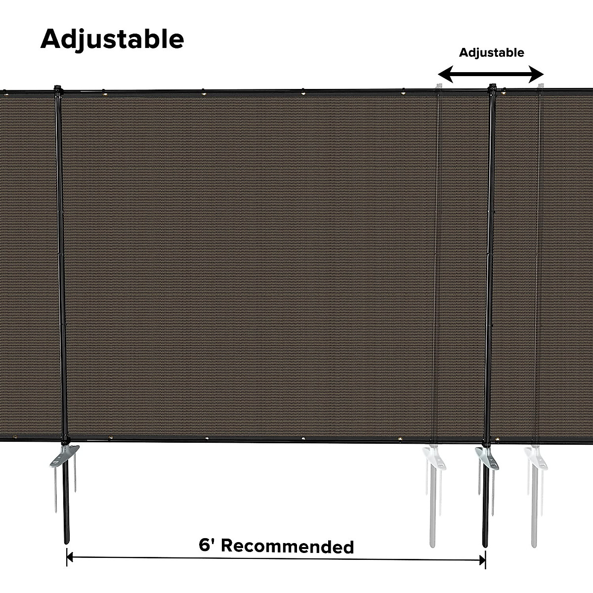 INFRANGE 5'x24' Outdoor Fence Fencing Kit with Poles and Rails Ground Spikes Privacy Fence for Dog Yard Pool Garden Safety Chicken Fence Temporary Painted Iron Pole Brown