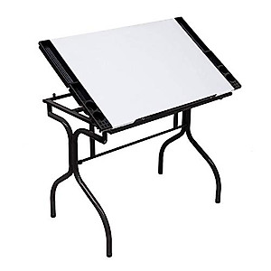 Studio Designs Folding Modern Top Adjustable Drafting Table Craft Table Drawing Desk Hobby Table Writing Desk Studio Desk, 35.25" W x 23.75" D, Black / White