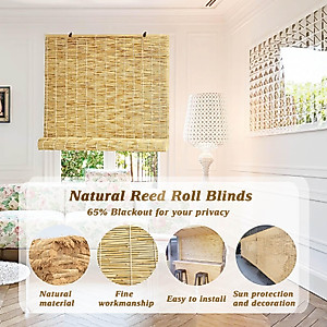 Roll Up Bamboo Shades Blinds for Patio ★Custom Size★Retro Reed Blinds Outdoor Roll Up Shades for Porch Sun Shade Reed Curtains Window Shades for Home Bamboo Roman Shades Privacy