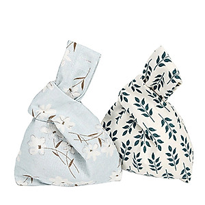 Chezi Women's Cute Pattern Cotton Knot Bag Small Size Canvas Tote (wheat)