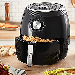 DASH Deluxe Electric Air Fryer + Oven Cooker with Temperature Control, Non-stick Fry Basket, Recipe Guide + Auto Shut Off Feature, 1700-Watt, 6 Quart - Black
