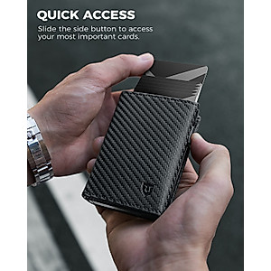 LORZOR Mens Wallet for Apple AirTag - Minimalist Pop up Smart Wallet for Men, Slim RFID, Carbon Fiber Modern Mens Wallet (AirTag Not Included)