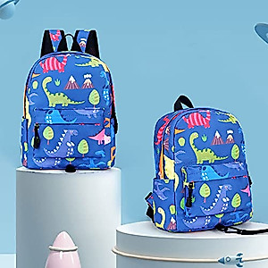 HQCUPB Toddler Preschool Backpack School Book Bag for Kids, Boys, Girls, Kindergarten Nursery Travel Bag with Chest Strap (Small Dinosaur)
