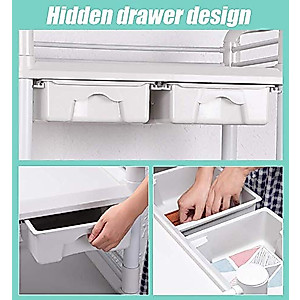 MTYLX Multifunctional Portable Trolleys with Wheels,Dental Mobile Utility Trolley Serving Cart with Wheels and Two Drawer, Gray White,64.5×44.5×98Cm