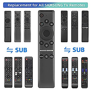 Gvirtue Universal Voice Remote Control for Samsung TV Remote All Samsung LED QLED UHD SUHD HDR LCD HDTV 4K 3D Curved Smart TVs, with Shortcut Buttons for Netflix, Prime Video, Samsung Plus