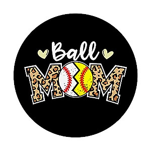 Ball Mom Leopard Funny Baseball Softball Player Mom PopSockets PopGrip: Swappable Grip for Phones & Tablets