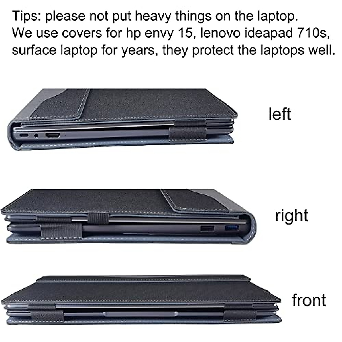 forubar Laptop Case Cover for Dell Inspiron 14 Plus 7430 7420 & Inspiron 14 Pro 5430 5420 7425 5425 [Not Other Models] Notebook Sleeve Computer Bag Protective PU Leather Shell (black)