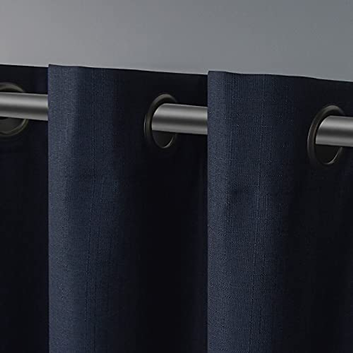Exclusive Home Loha Linen Grommet Top Curtain Panel Pair, 54"x108", Peacoat Blue
