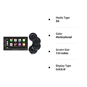 Power Acoustik Car Stereo Combo | CarPlay/Android Auto 7 HD LCD with Capacitive Touchscreen Receiver & (4) 6.5 Speakers | Double Din | CPAAM7-S2