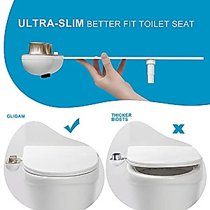 GLIGAM Bidet Attachment for Toilet Warm Water, Ultra-Slim Bidet Hot and Cold,Non-Electric Bidet Attachment for Frontal/Rear Wash, with Retractable Nozzle, Pressure & Angle Controls,Easy to install