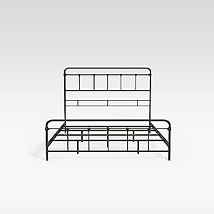 eLuxurySupply Metal SNAP Bed Frame - Carbon Steel with Black Finish Folding Bed Frame - Easy Assembly with Headboard and Footboard - Sturdy Steel Construction Bed Base - California King Size