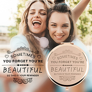 Birthday Gifts for Women－Compact makeup mirror,gifts for women, festival ,Valentine's Day,Christmas,Mother's Day, graduation party,the gift for mom,wife,sister,daughter,friend,classmate (Rose gold)