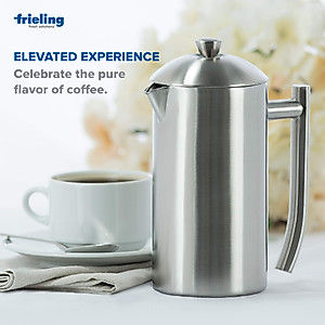 Frieling Double-Walled Stainless-Steel French Press Coffee Maker, Brushed, 23 Ounces