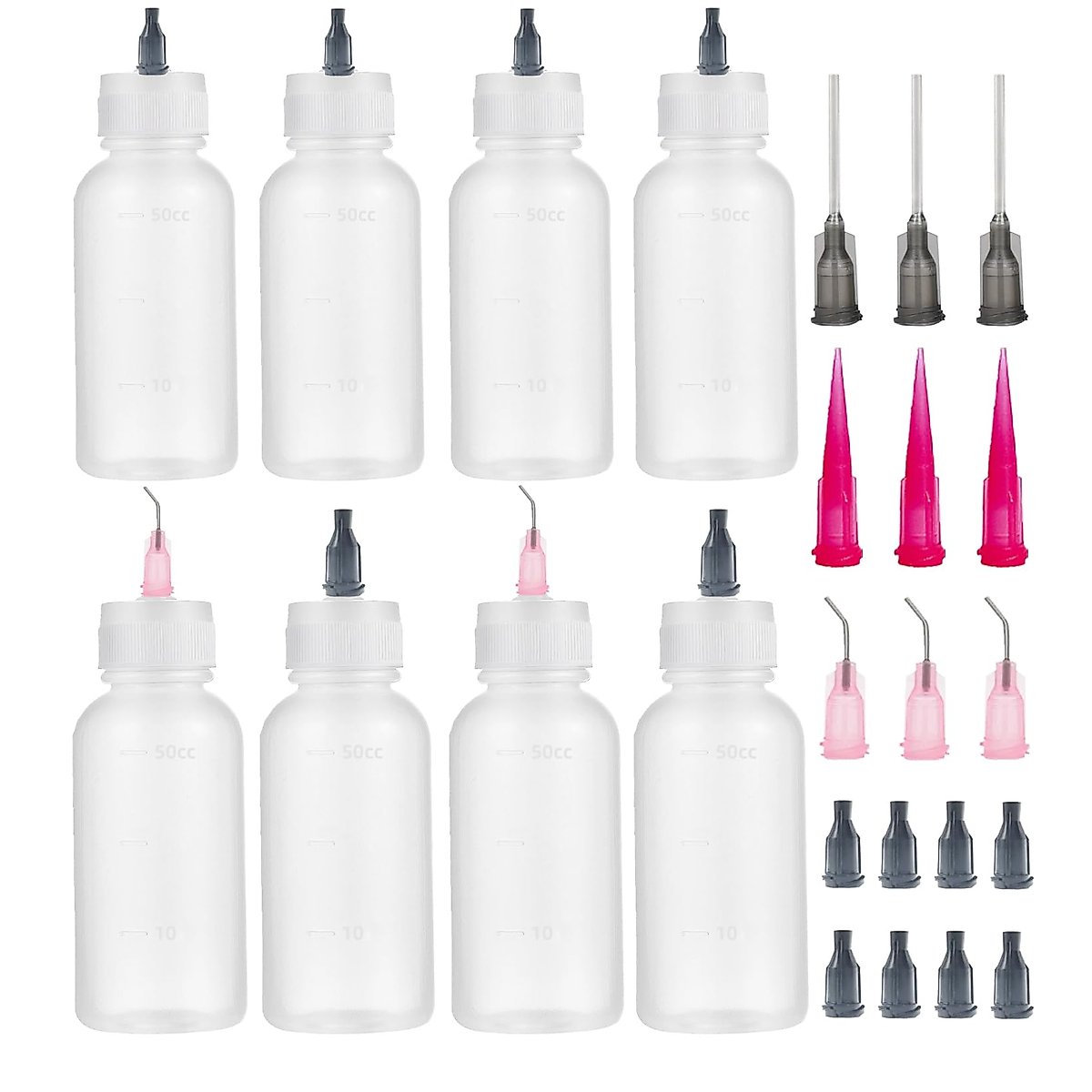 KIGITIK 8 Pcs 50ml Precision Tip Applicator Bottle, Needle Tip Squeeze Bottle, Glue Squeeze Bottle,Glue Applicator Bottles, for Paint Quilling Craft and ink, Oil